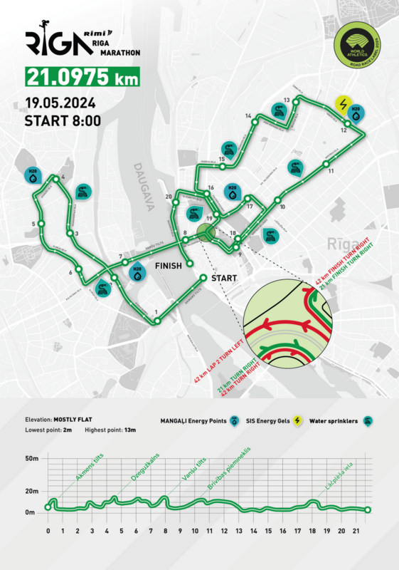 Rīgas maratona karte - pa kādām ielām skrējējiem būs jāveic maršruts?